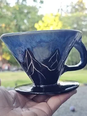 Handmade | Dining | Handcrafted Blue Ceramic Pourover Coffee Dripper ...